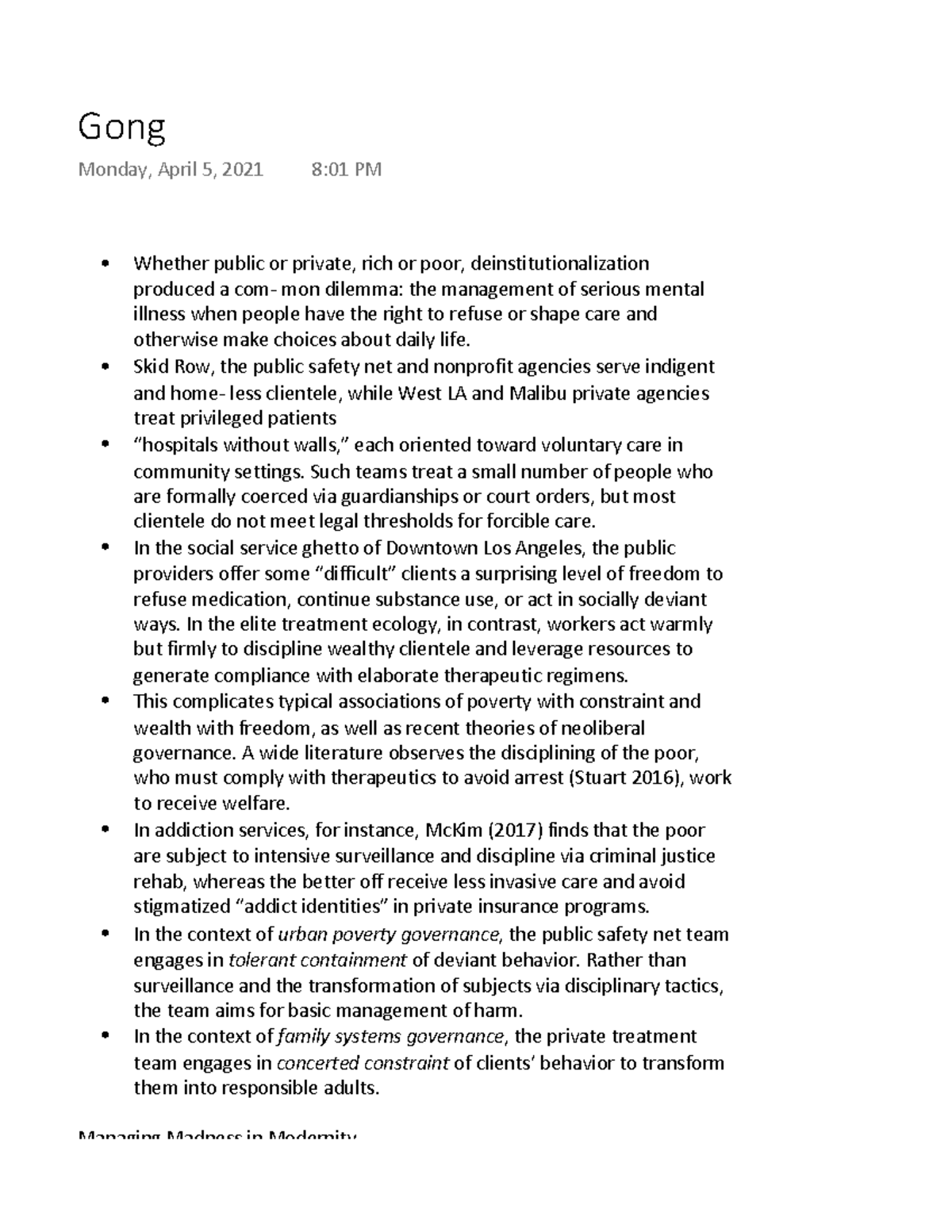 Gong summary notes - Whether public or private, rich or poor ...