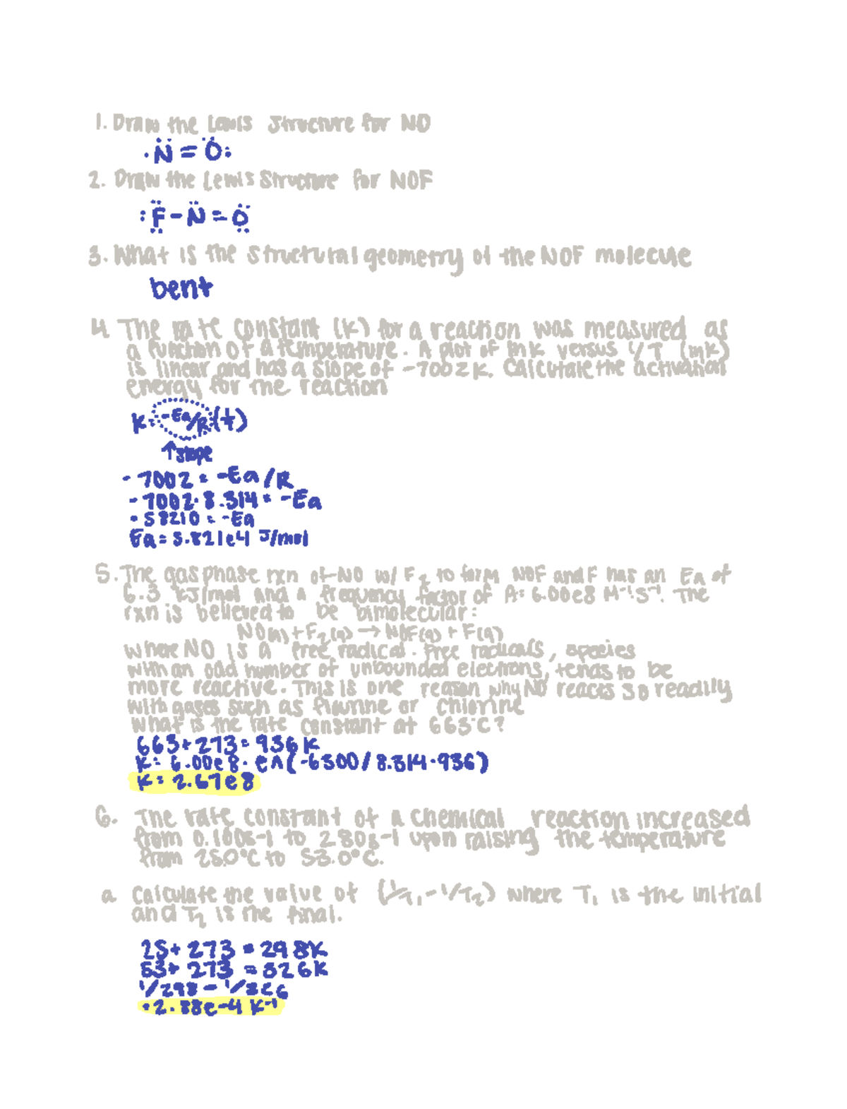Assignment 6 - Mastering chemistry problems on reaction rates - 1 Draw ...