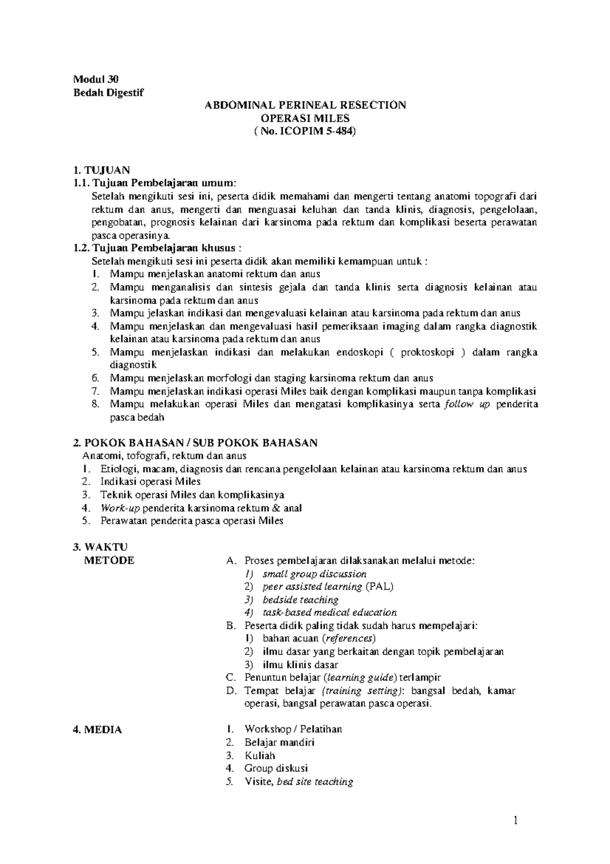 LP Miles - Modul 30 Bedah Digestif ABDOMINAL PERINEAL RESECTION OPERASI ...