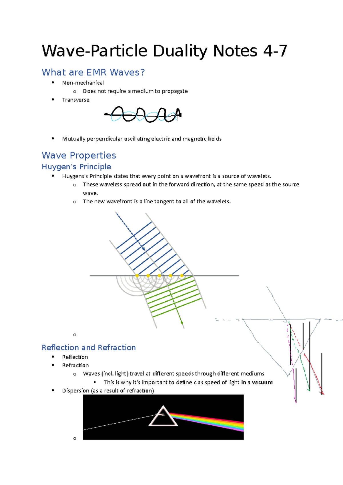 Wave-Particle Duality Notes 4-7 - o These wavelets spread out in the ...