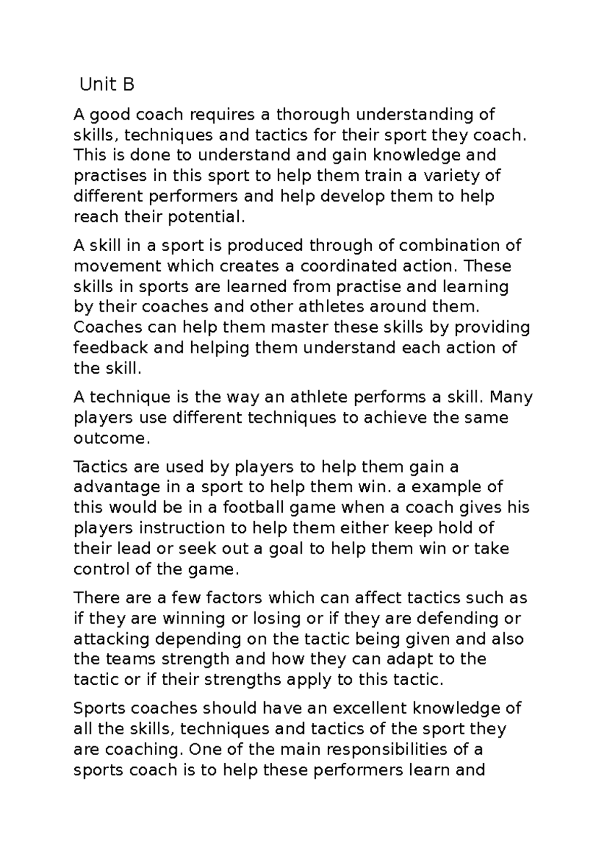 Document 3 - ffffffffffffff - Unit B A good coach requires a thorough ...