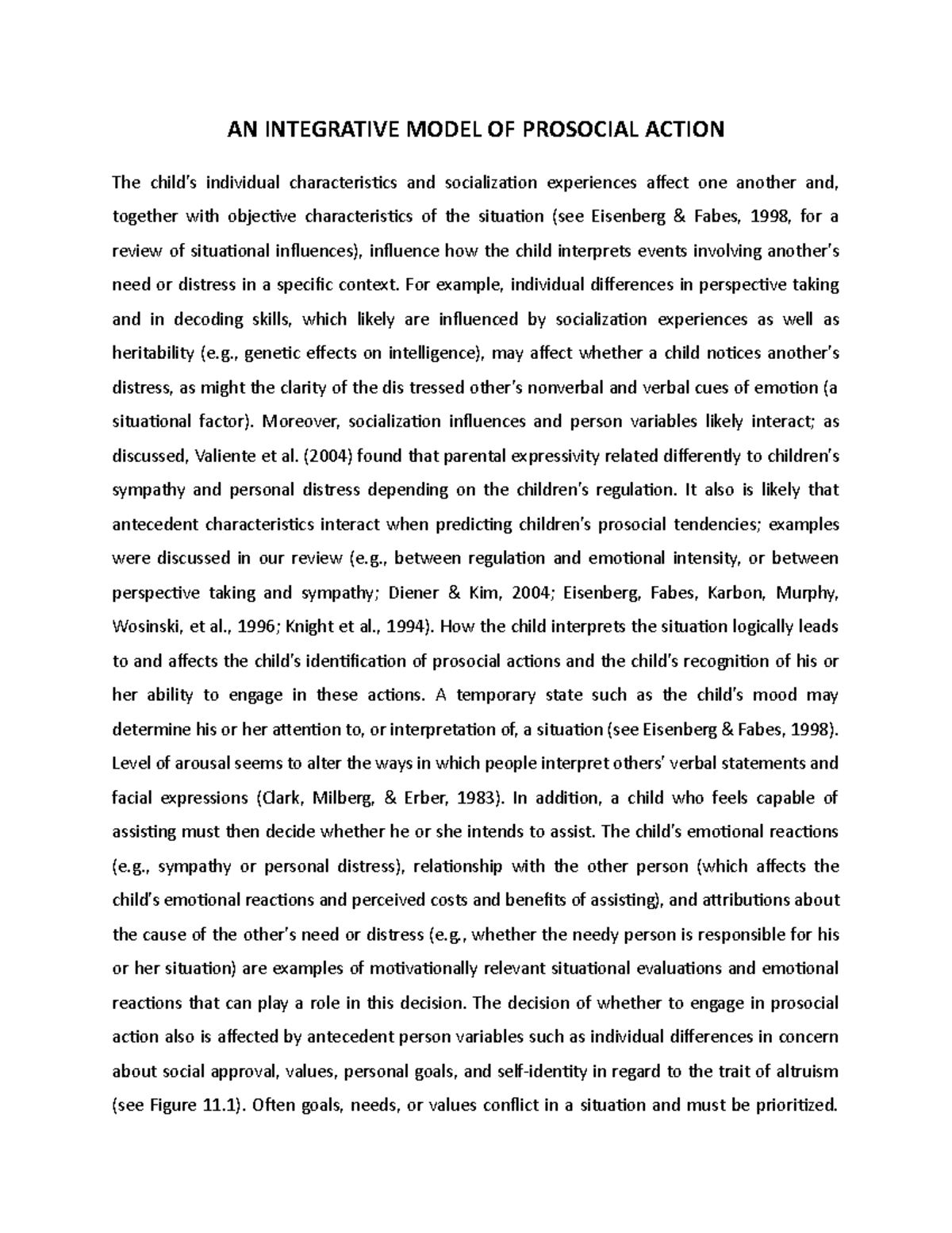 AN Integrative Model OF Prosocial Action - AN INTEGRATIVE MODEL OF ...