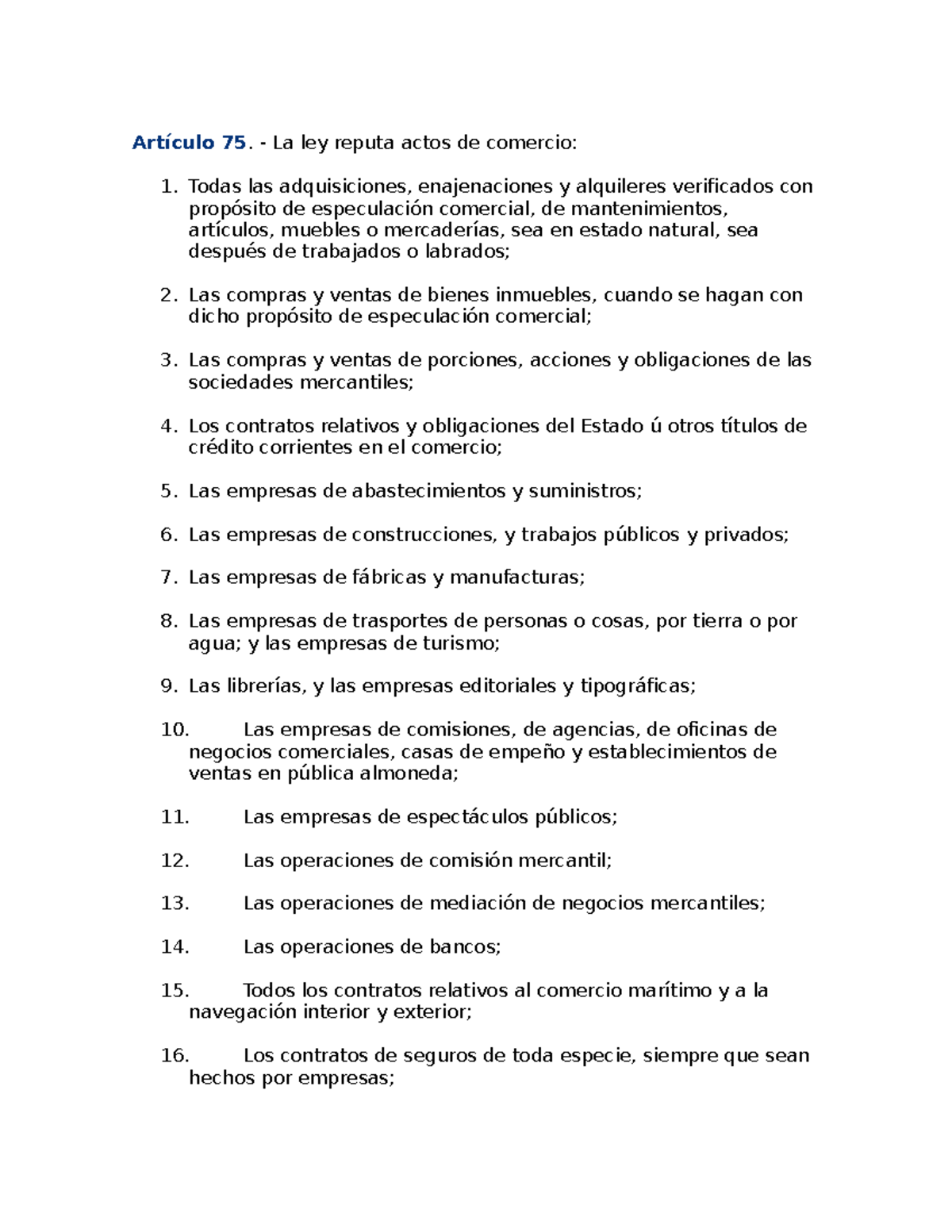 Articulo 75 - te puede ayudar - Artículo 75. - La ley reputa actos de ...