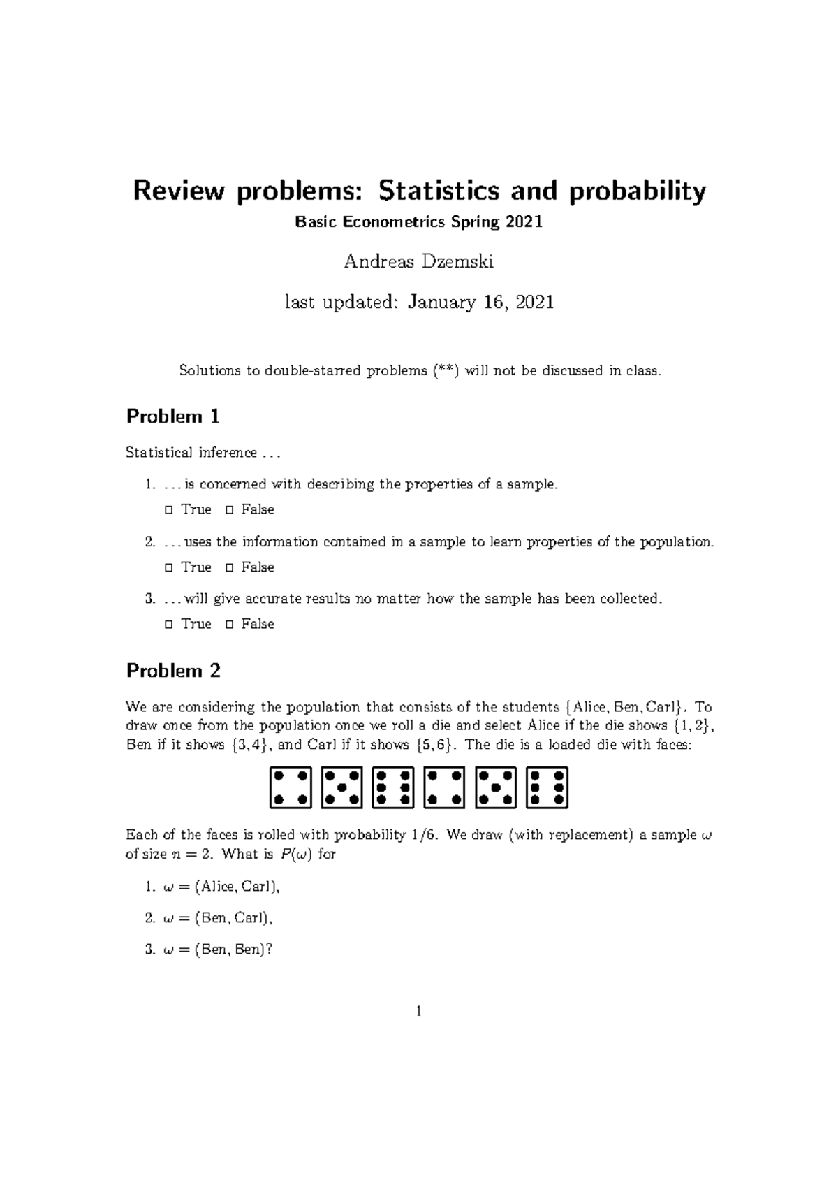Problems statistics probability - Review problems: Statistics and ...