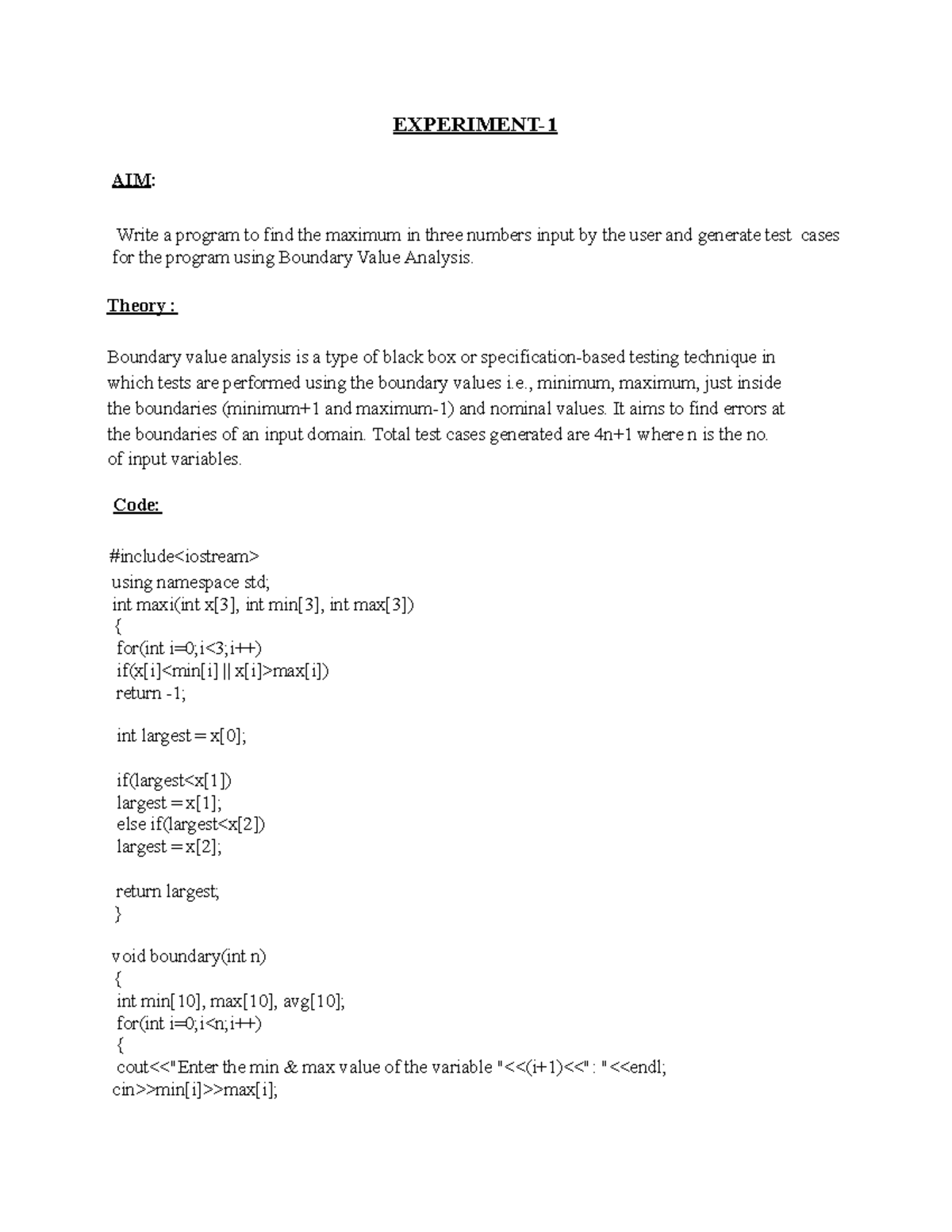 ST file of software testing - EXPERIMENT- AIM: Write a program to find ...