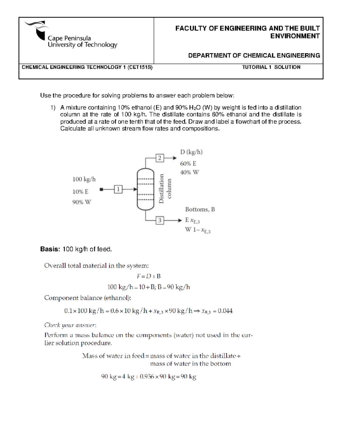 Tutorial 1 Solution - Use the procedure for solving problems to answer ...