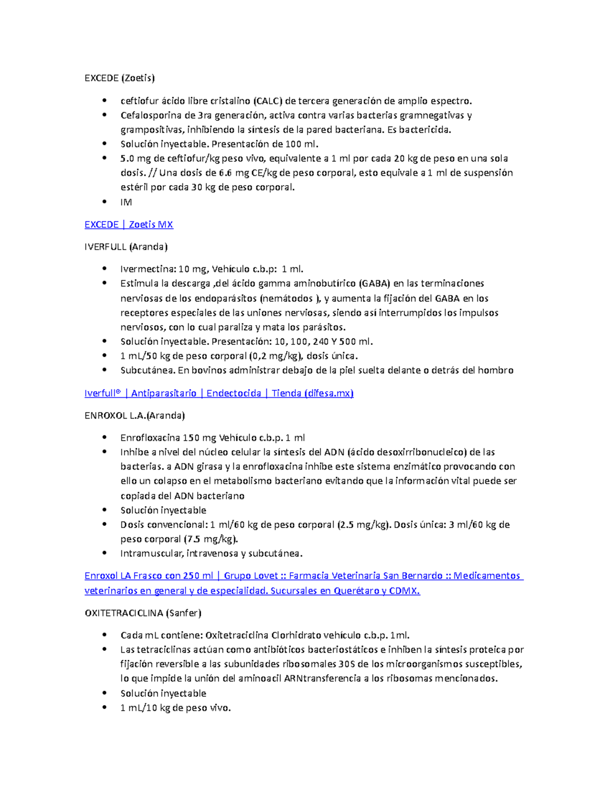 Farmacos fichas - no quiero dar una descripción - EXCEDE (Zoetis ...