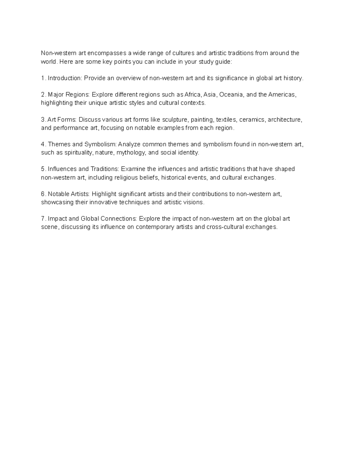 History of Art Study Guide - Non-western art encompasses a wide range ...