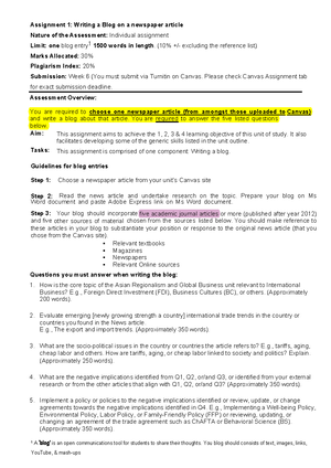 Individual Blog Assignment - FACULTY OF BUSINESS, DESIGN, AND ARTS ...
