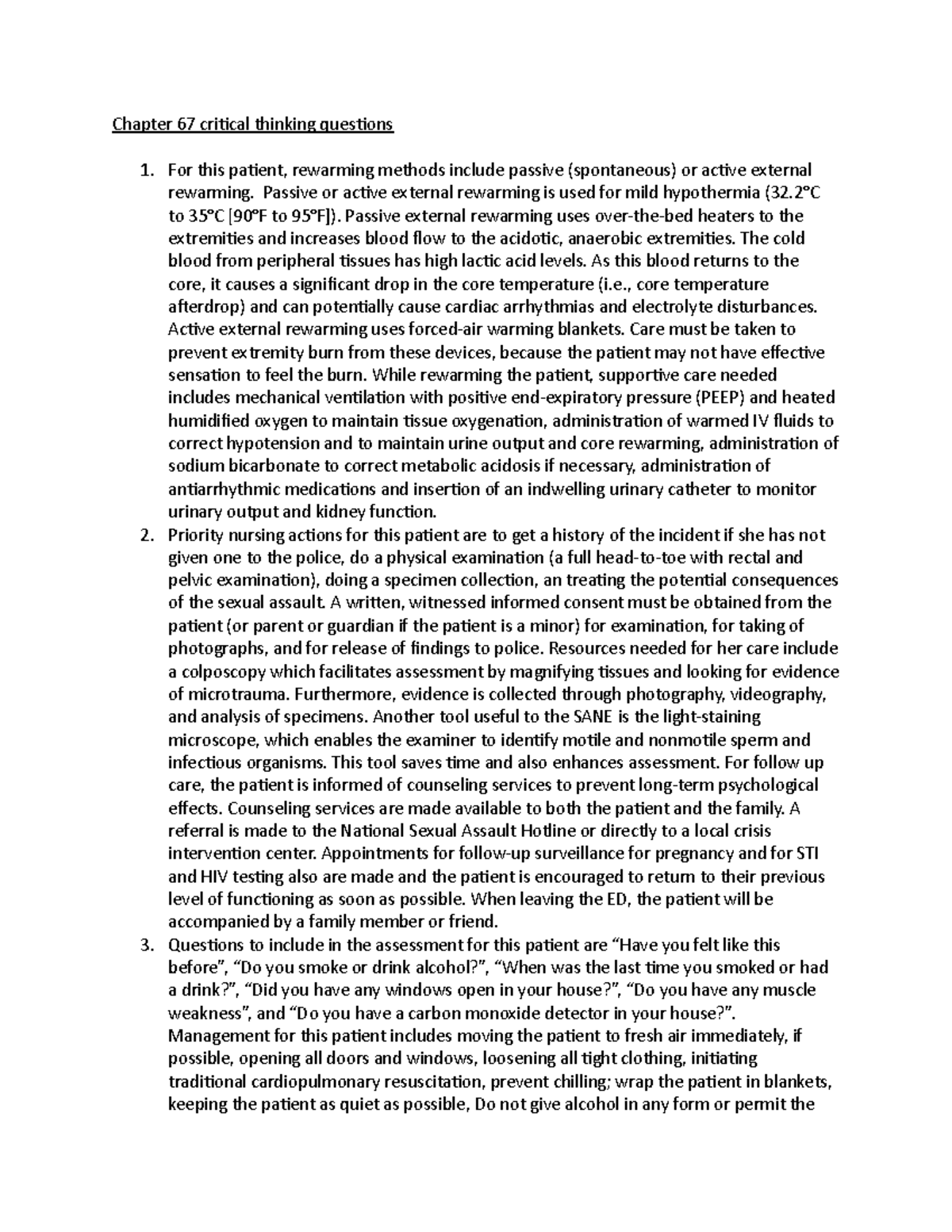 Module 12 critical thinking questions - Chapter 67 critical thinking ...