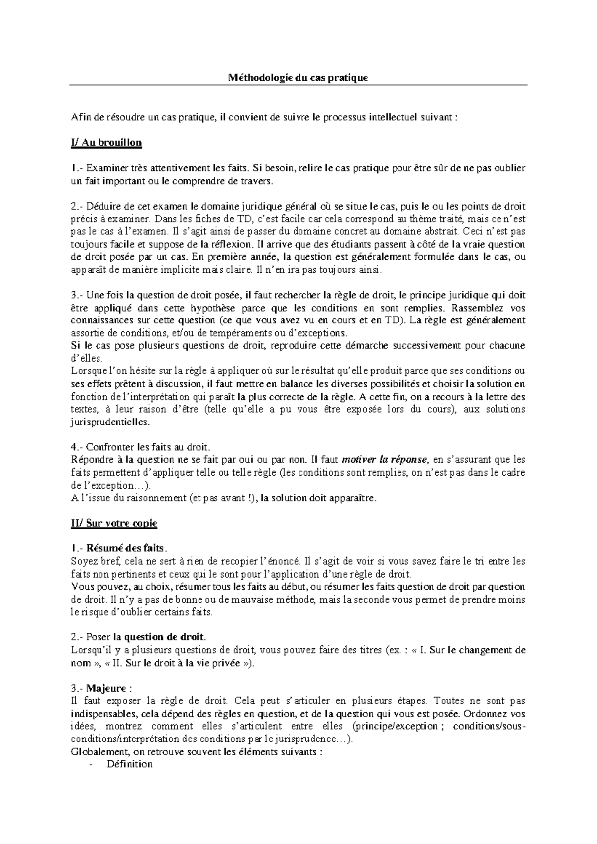 Méthodologie du cas pratique - Méthodologie du cas pratique Afin de ...