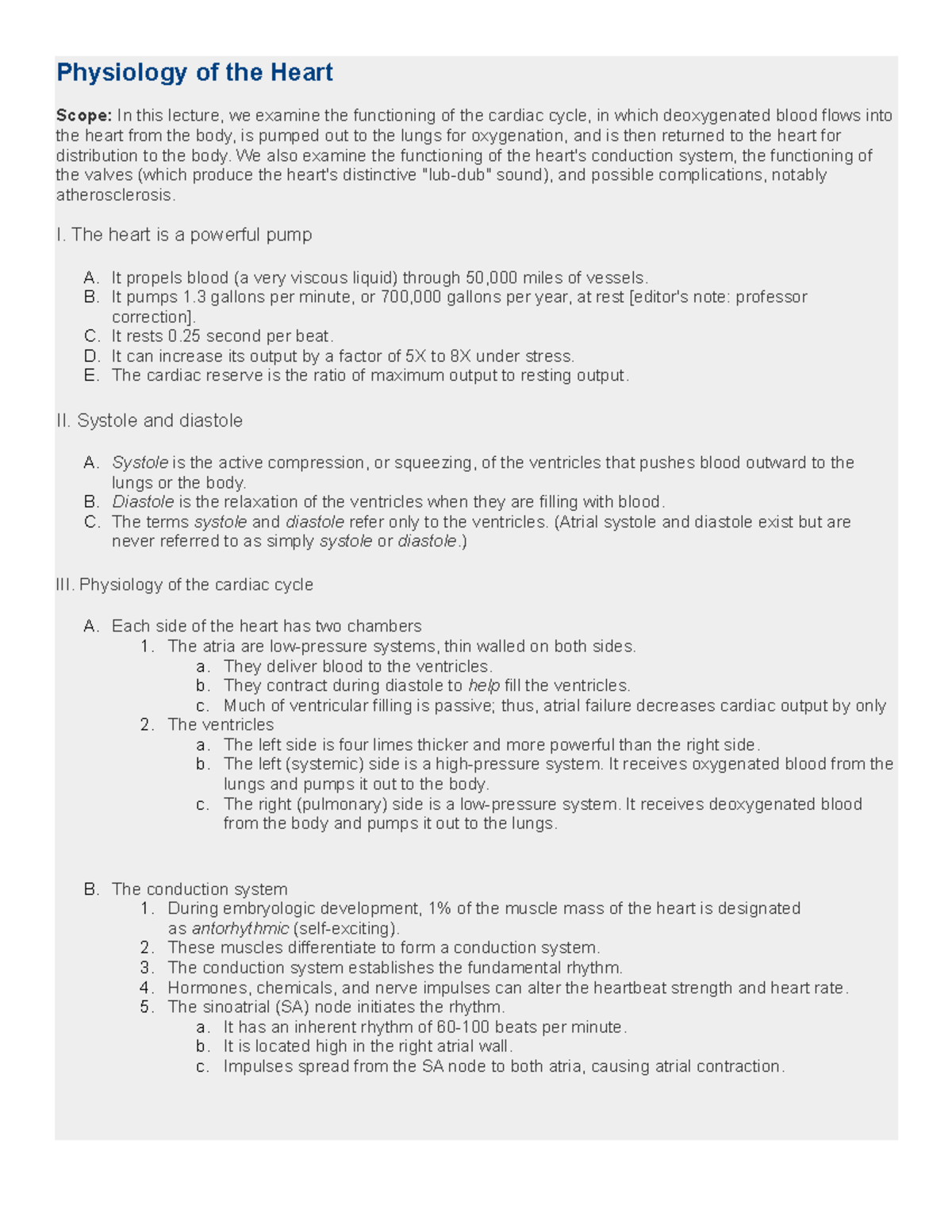 Physiology of the Heart - Physiology of the Heart Scope: In this ...