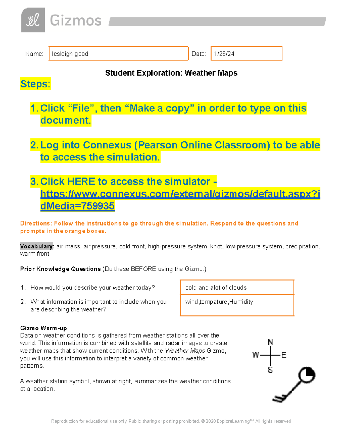 Copy of Copy of Unit 2 Portfolio - Weather Maps - Name: lesleigh good ...