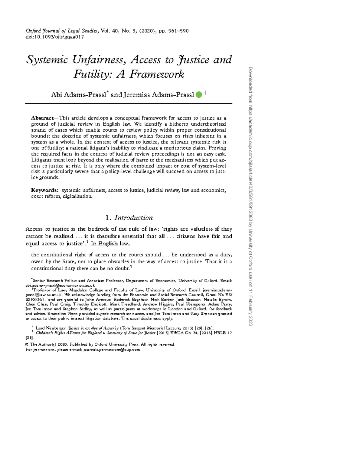 Systematic unfairness - Systemic Unfairness, Access to Justice and ...