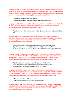 A3 sample long-answer prompts-1 - In the final section of the exam, you ...