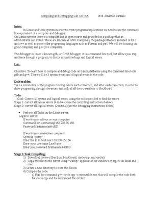 Lab 6-assignment - Lab 6-assignment - CSC 305 Prof. Jonathan Parziale LAB. ASSIGNMENT ...
