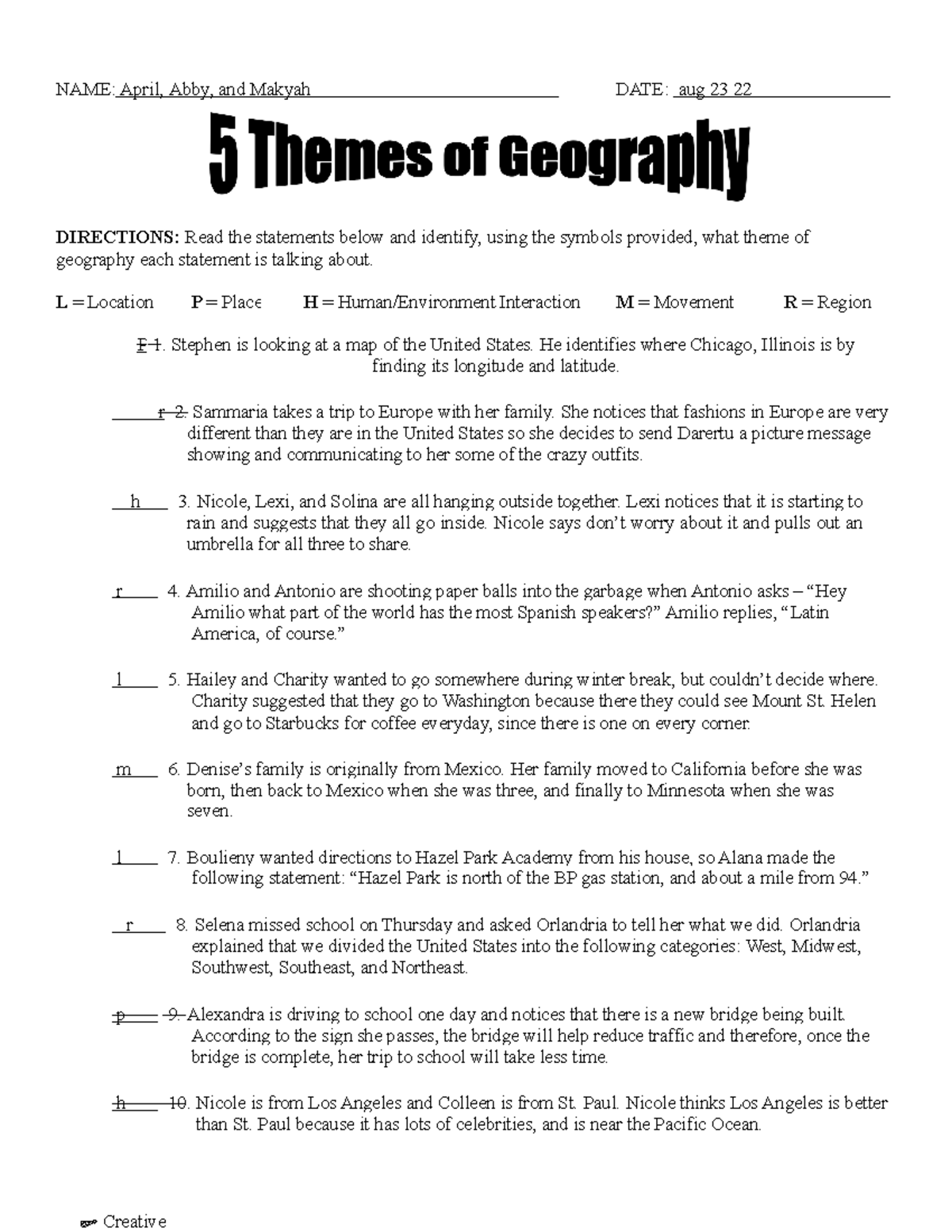 Themes of Geography Quiz - Studocu
