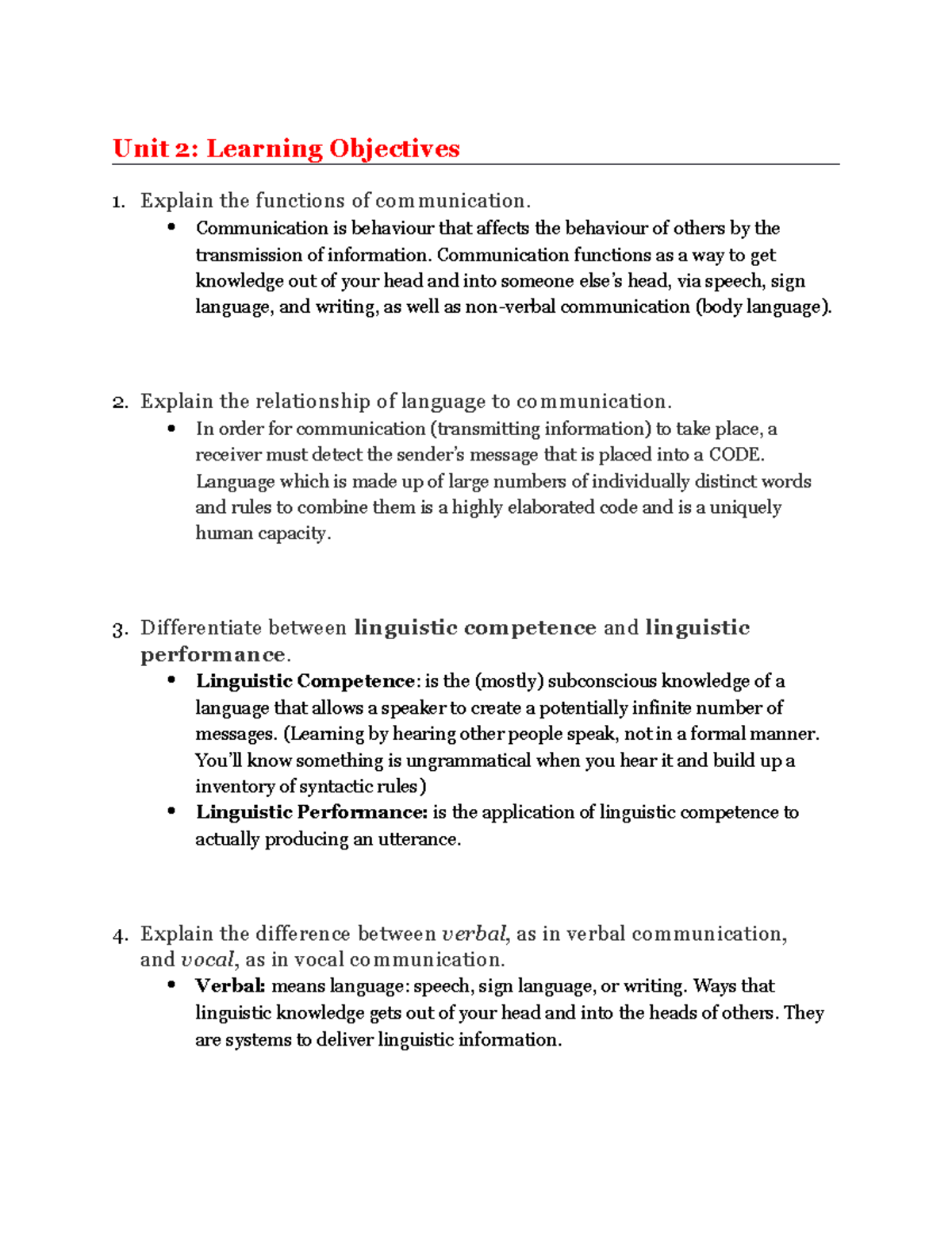 Testprep 3 - test prep - Unit 2: Learning Objectives 1. Explain the ...