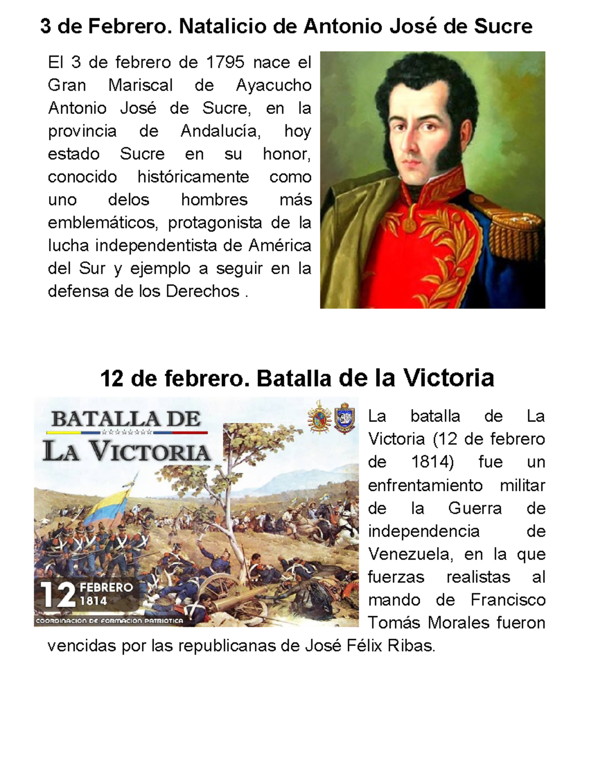 Efemerides de febrero - 3 de Febrero. Natalicio de Antonio José de ...