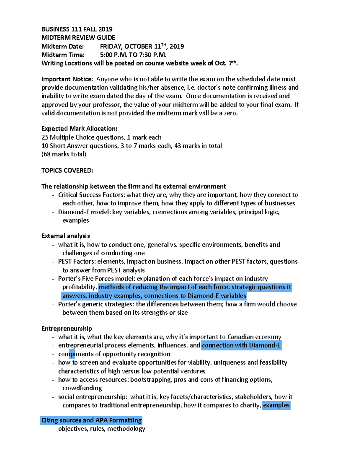 Midterm Review Guide Fall 2019 - Warning: TT: undefined function: 32 Warning: TT: undefined ...