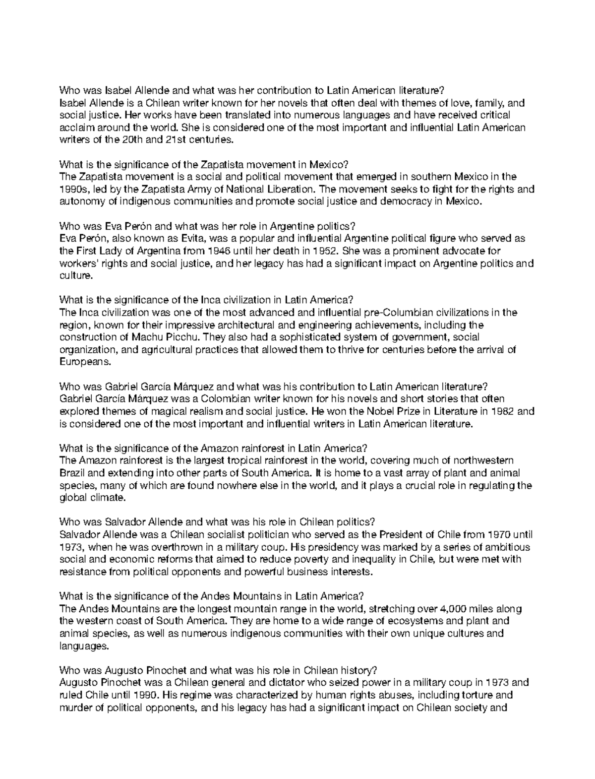 Intro to Latin America Humanities 4 - Who was Isabel Allende and what ...