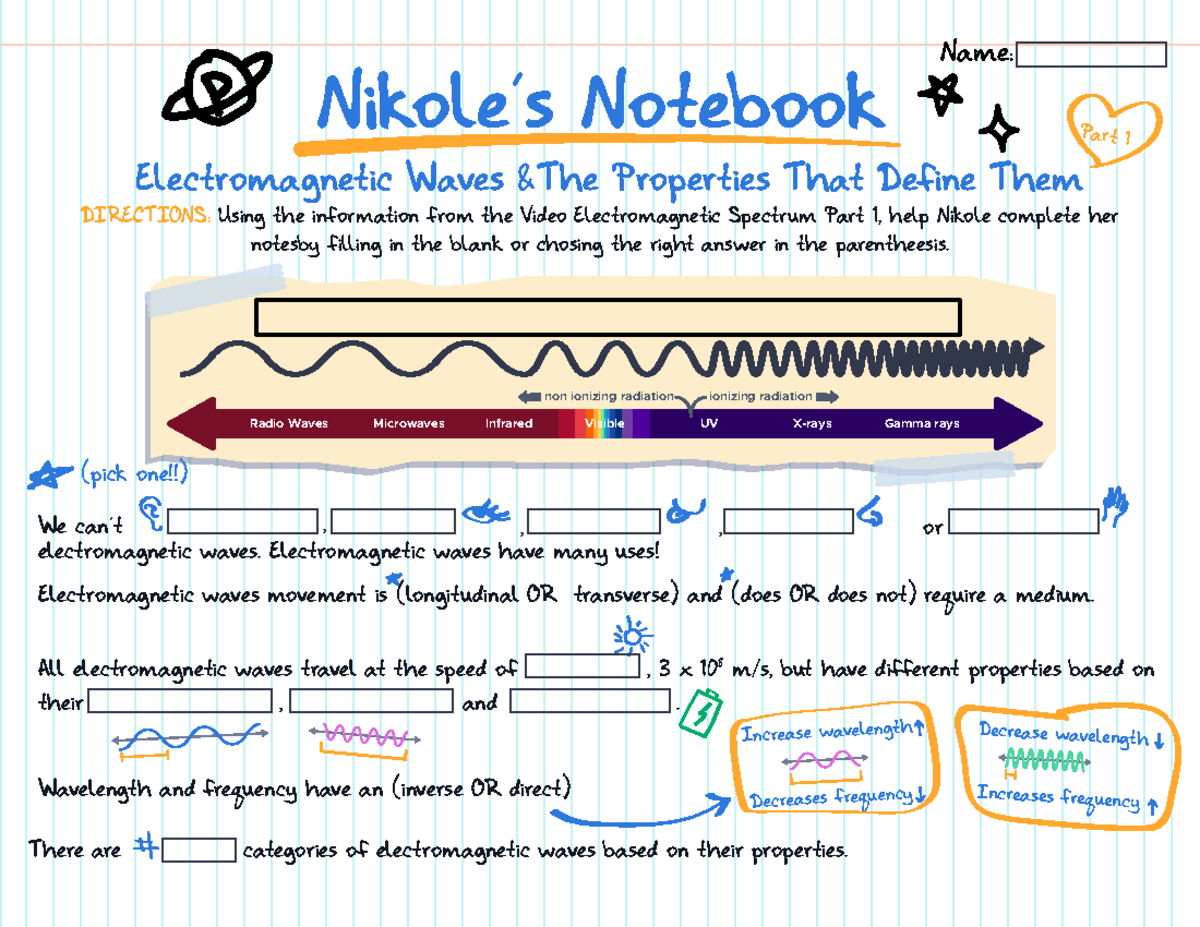 Nikole's Notebook Electromagnetic Spectrum Part 1 - Name: Nikole's ...