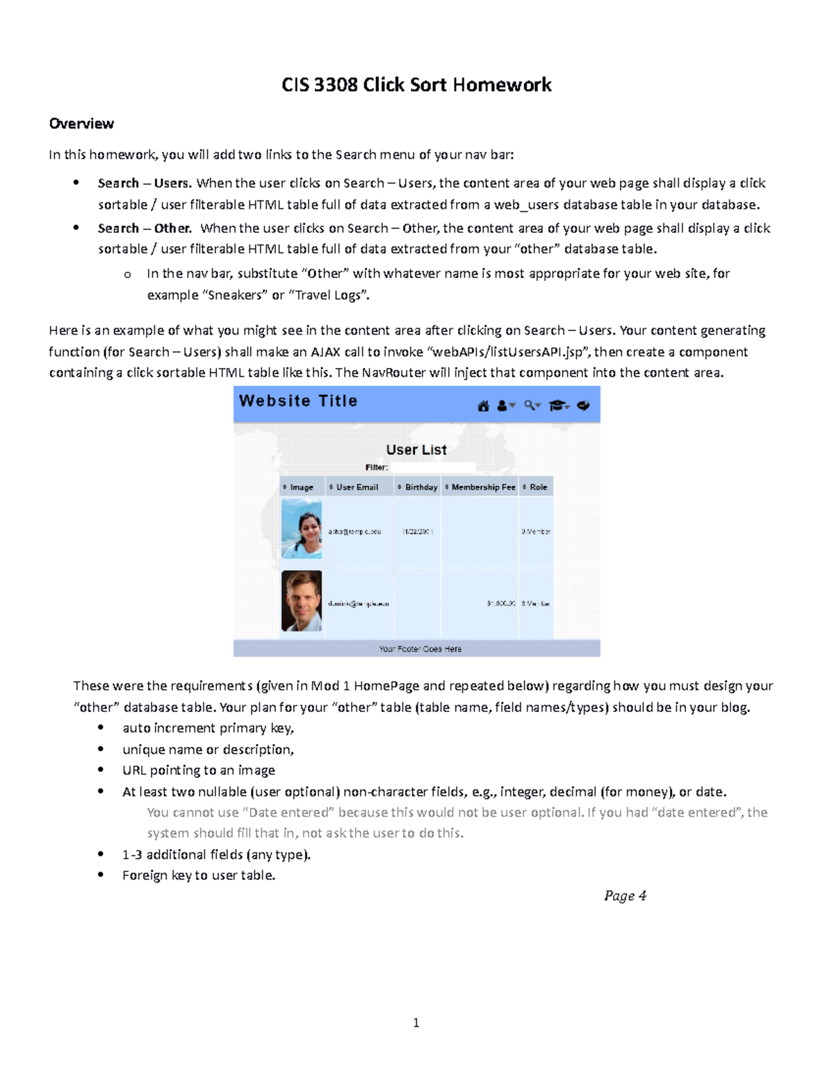Click Sort HW - nothing - CIS 3308 Click Sort Homework Overview In this ...