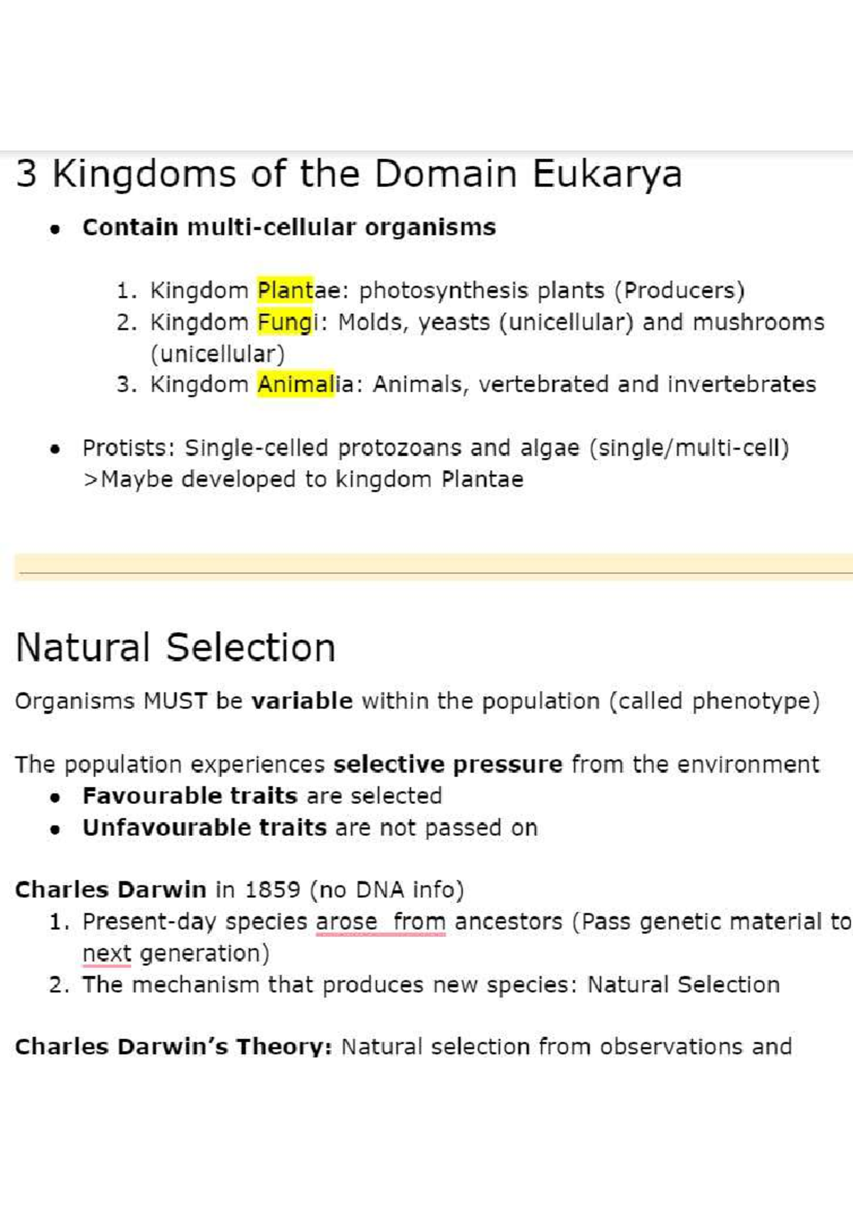 20220914 152900 - 3 Kingdoms of the Domain Eukarya/Natural Selection ...