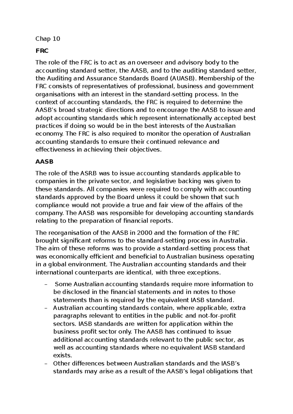 Exam notes sheet - Summary Financial Accounting - Chap 10 FRC The role ...