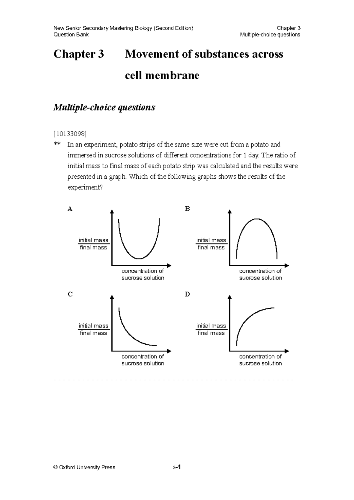 Bio Ch3 blank - Question Bank Multiple-choice questions Chapter 3 ...