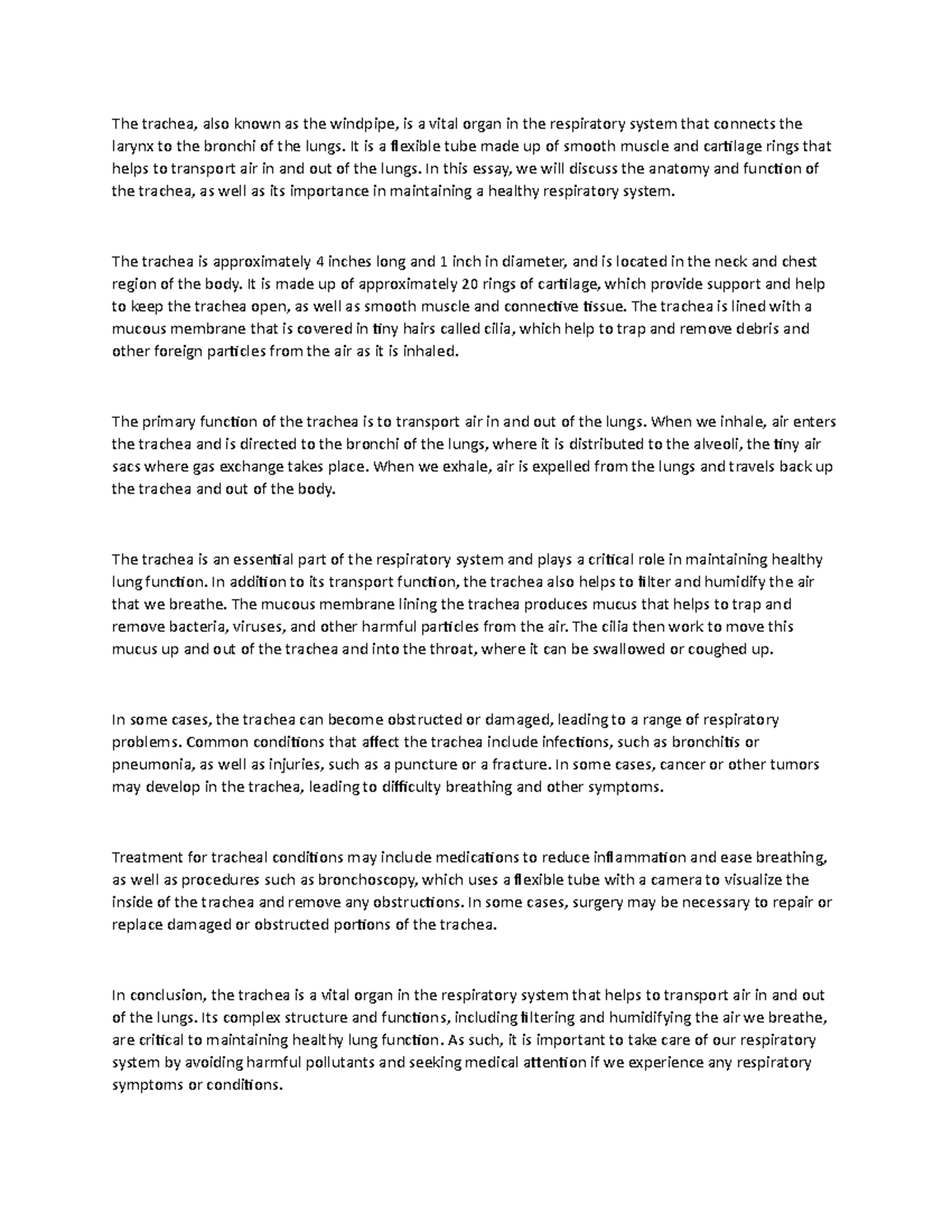 Trachea lecture notes - The trachea, also known as the windpipe, is a ...