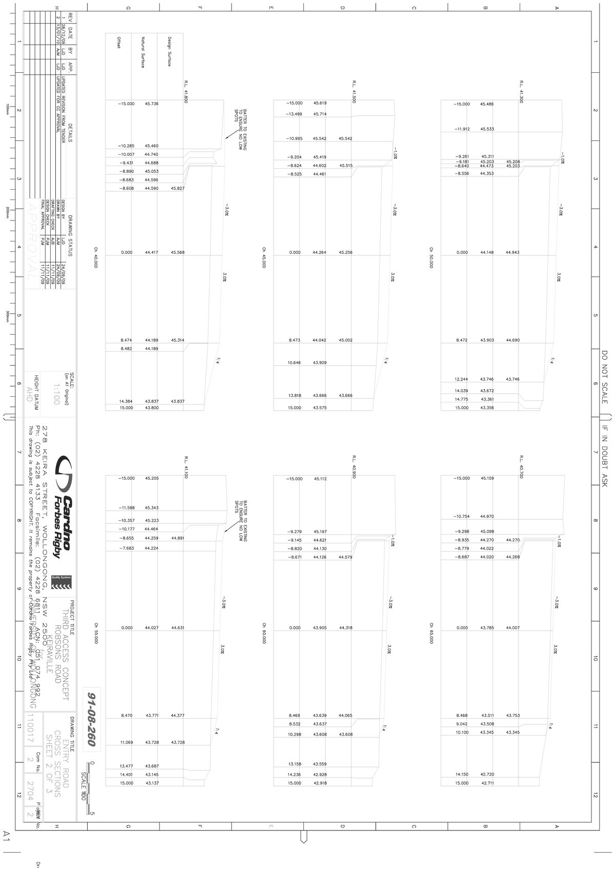 91-08-260 2704 - Entry Road Cross Sections Sheet 2 of 3 A1 Layout ...