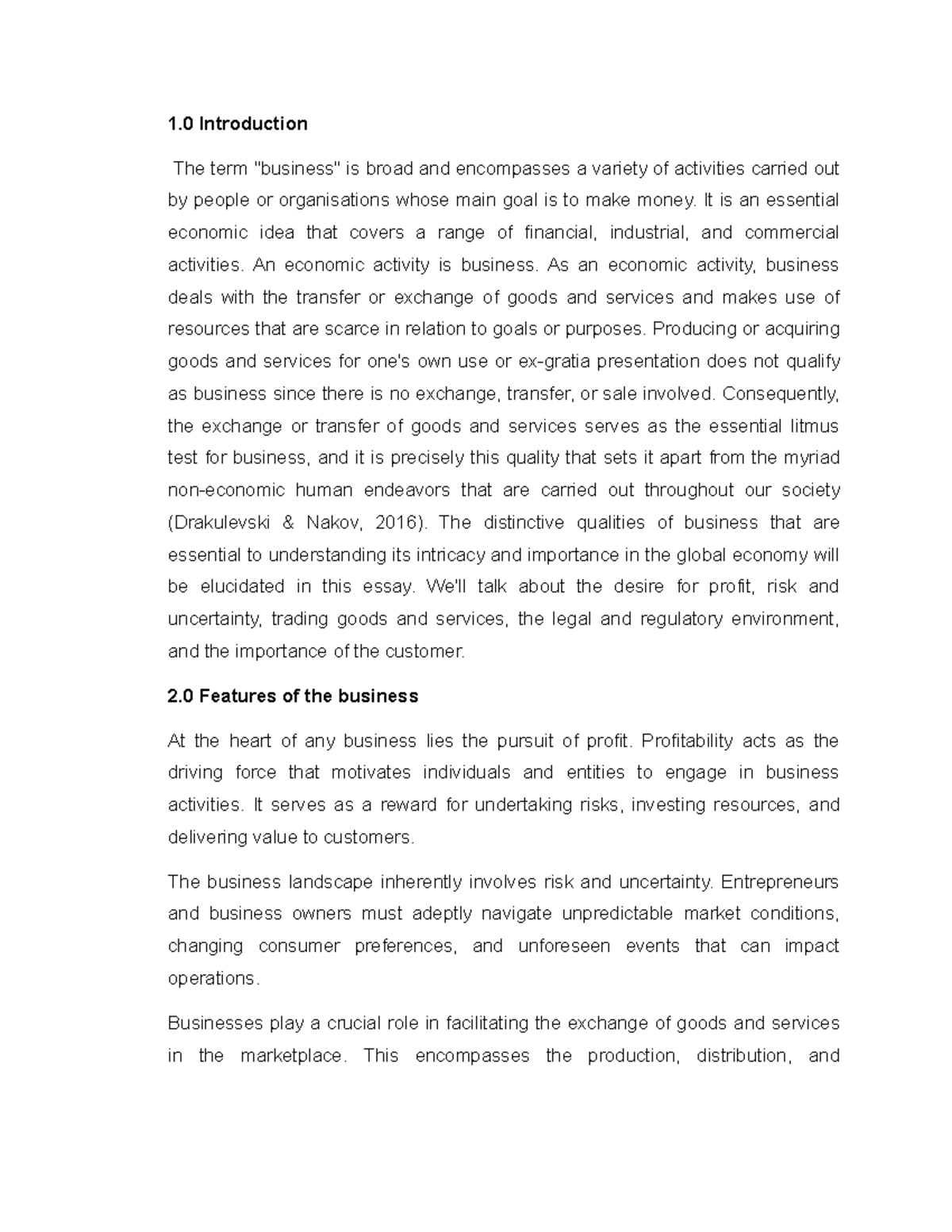 Importance AND Characteristics OF Business - 1 Introduction The term ...