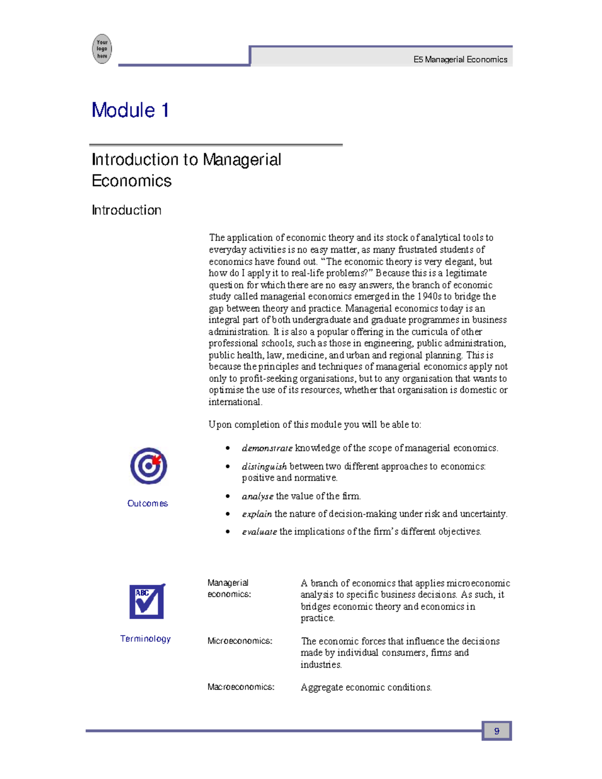 Module-1 - Lecture notes - E5 Managerial Economics Module 1 ...
