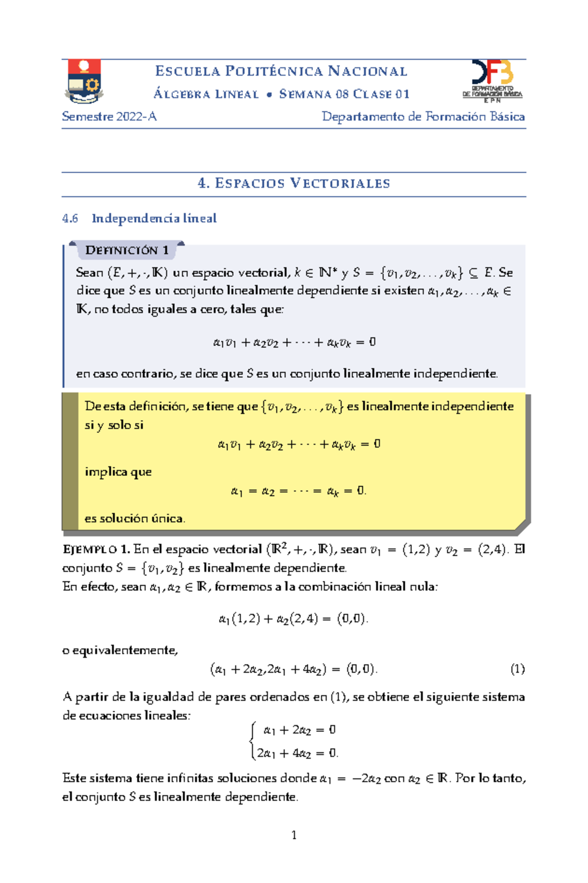 Algebra Apuntes - uihuihuih - ESCUELAPOLITÉCNICANACIONAL ÁLGEBRALINEAL ...