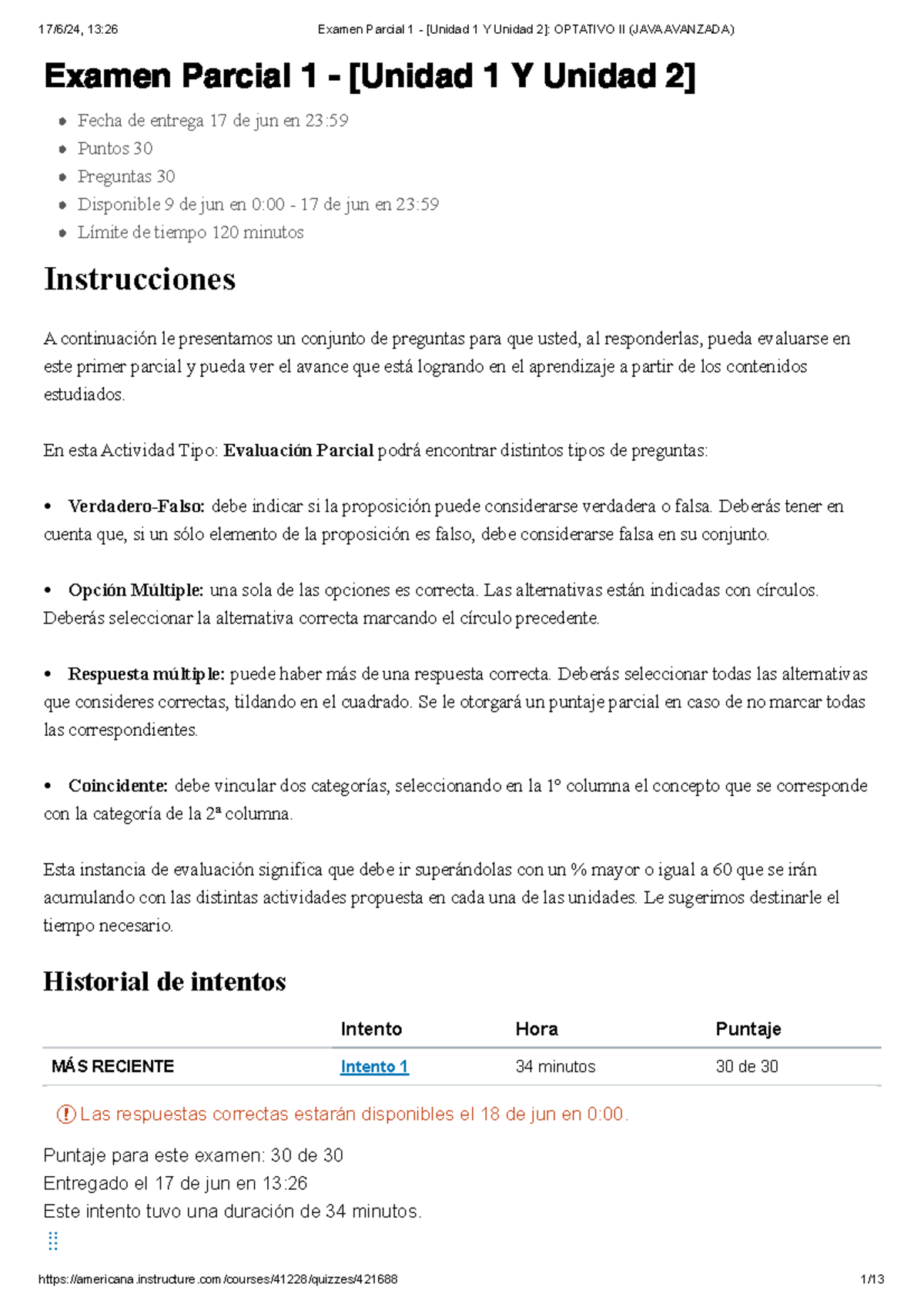 Examen Parcial 1 - [Unidad 1 Y Unidad 2] Optativo II (JAVA Avanzada ...