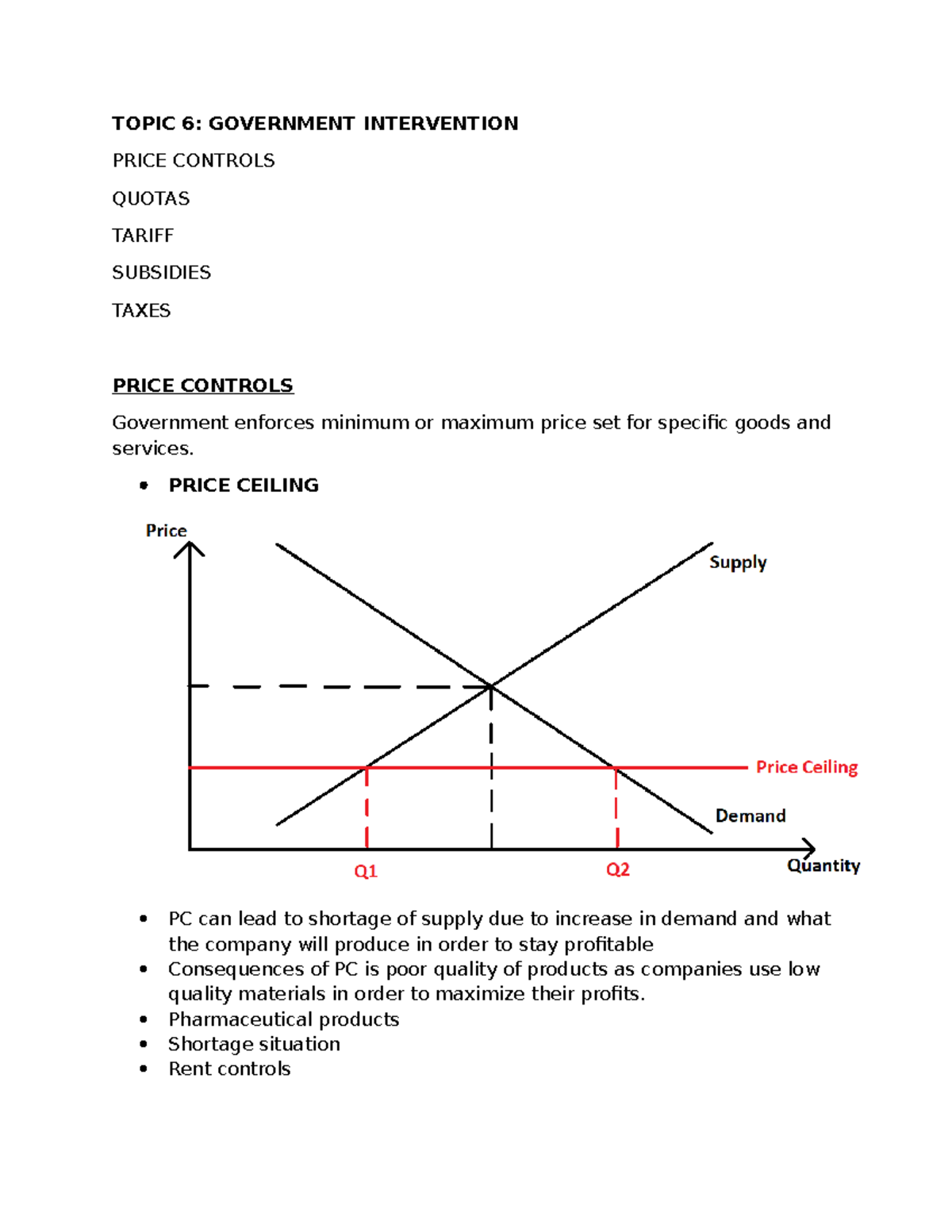 Topic 6 Goverment intervention - TOPIC 6: GOVERNMENT INTERVENTION PRICE ...