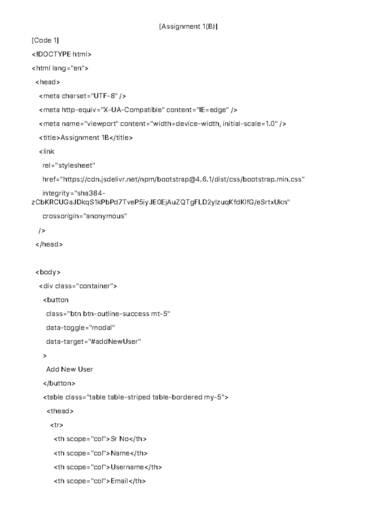 Assignment 1B - [Assignment 1(B)] [Code 1] - Studocu