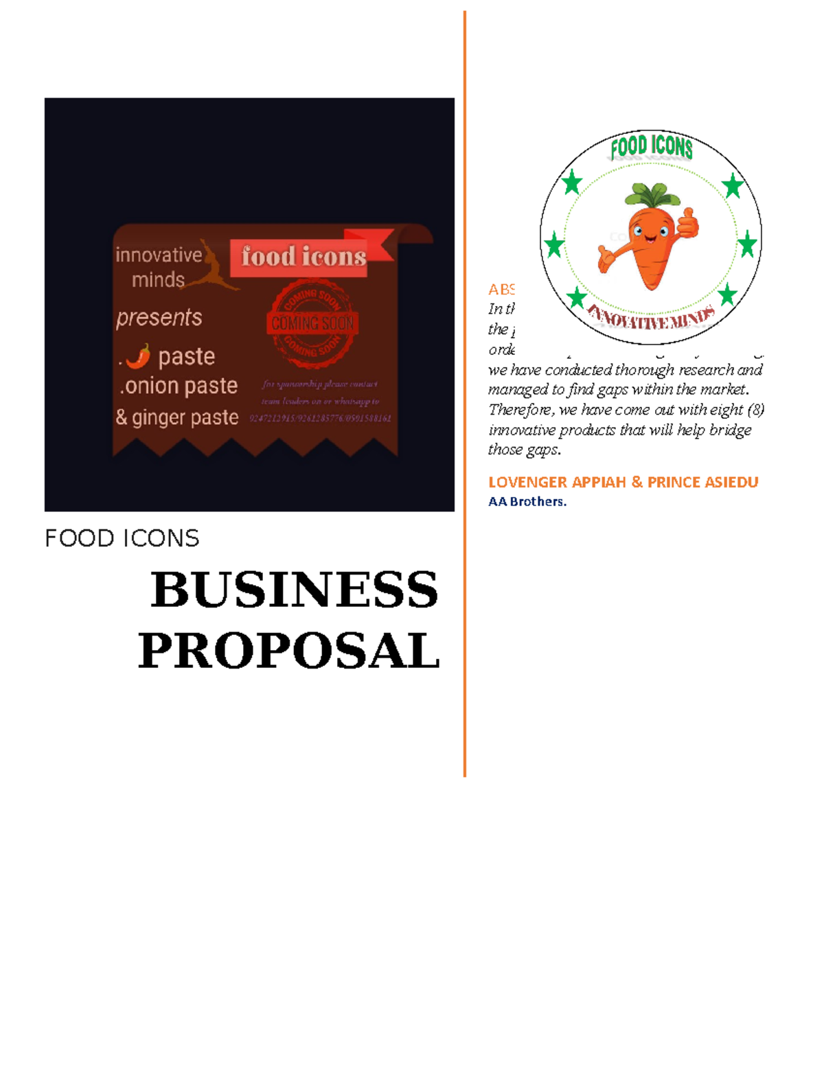 Business Proposal - ABSTRACT In this modern era of revolution, many are ...
