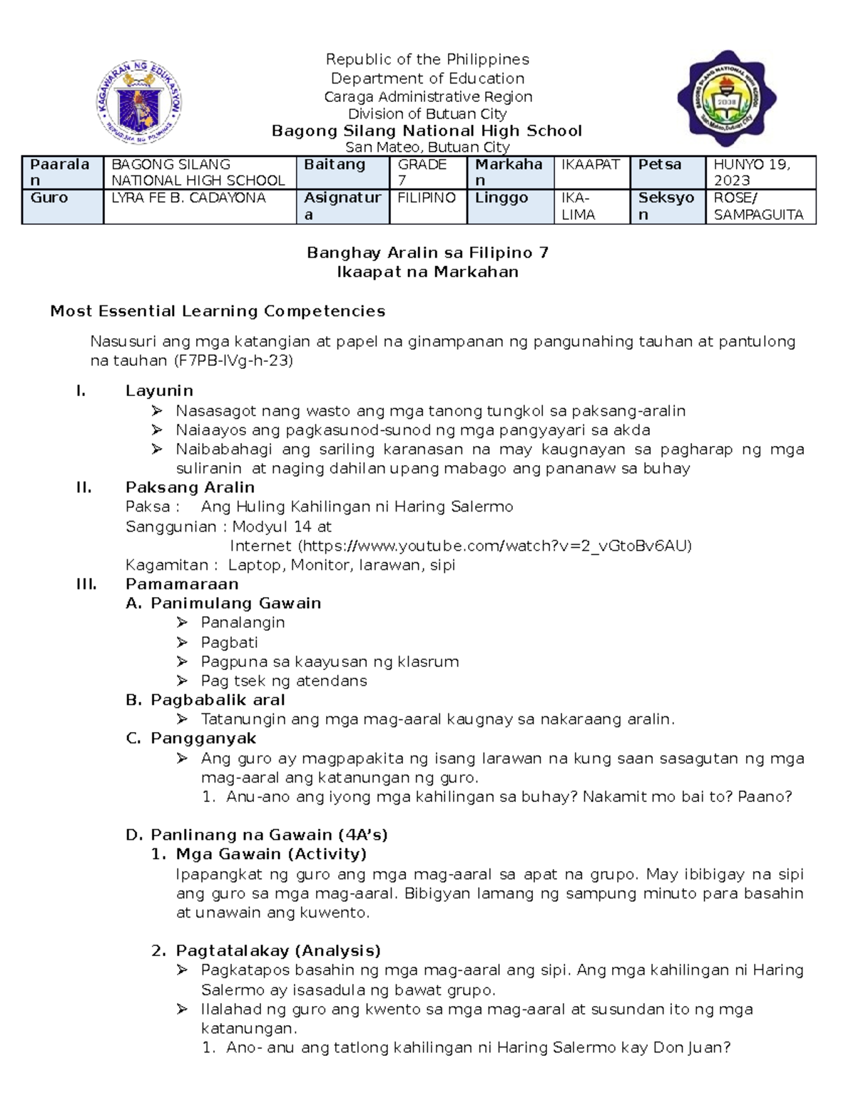 Co2-DLL - Daily Lesson Plan - Republic of the Philippines Department of ...