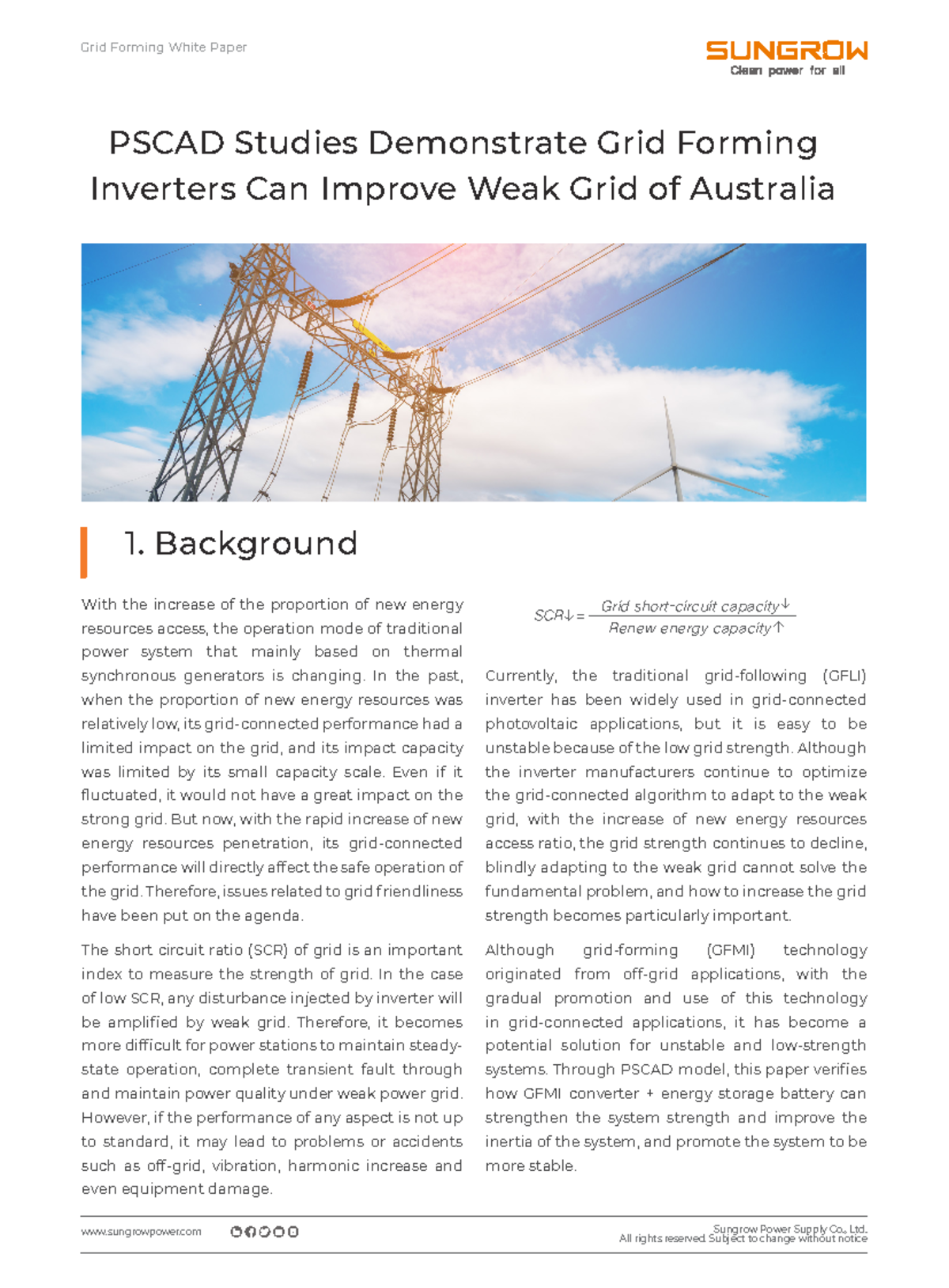 Grid Forming Whitepaper - Sungrow Power Supply Co., Ltd. 1. Background ...