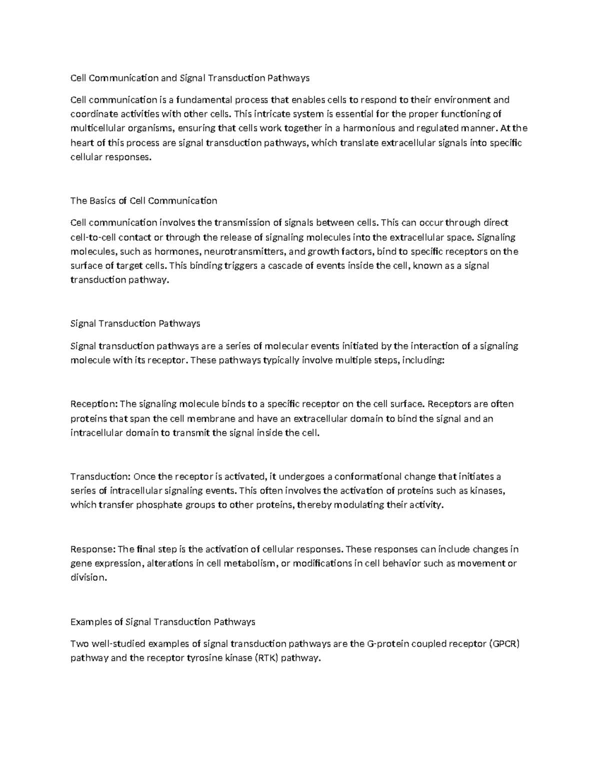 Cell Communication and Signal Transduction Pathways - This intricate ...
