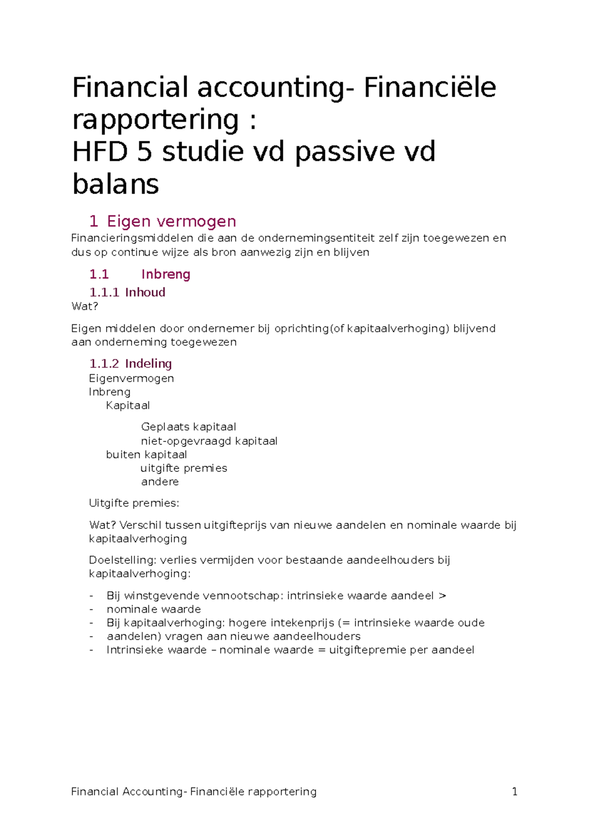 Financial Accounting Financiële rapportering Samenvatting hoofdstuk 5 ...