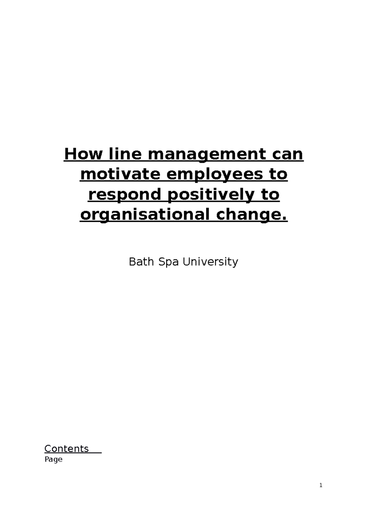 Organisational change - How line management can motivate employees to ...
