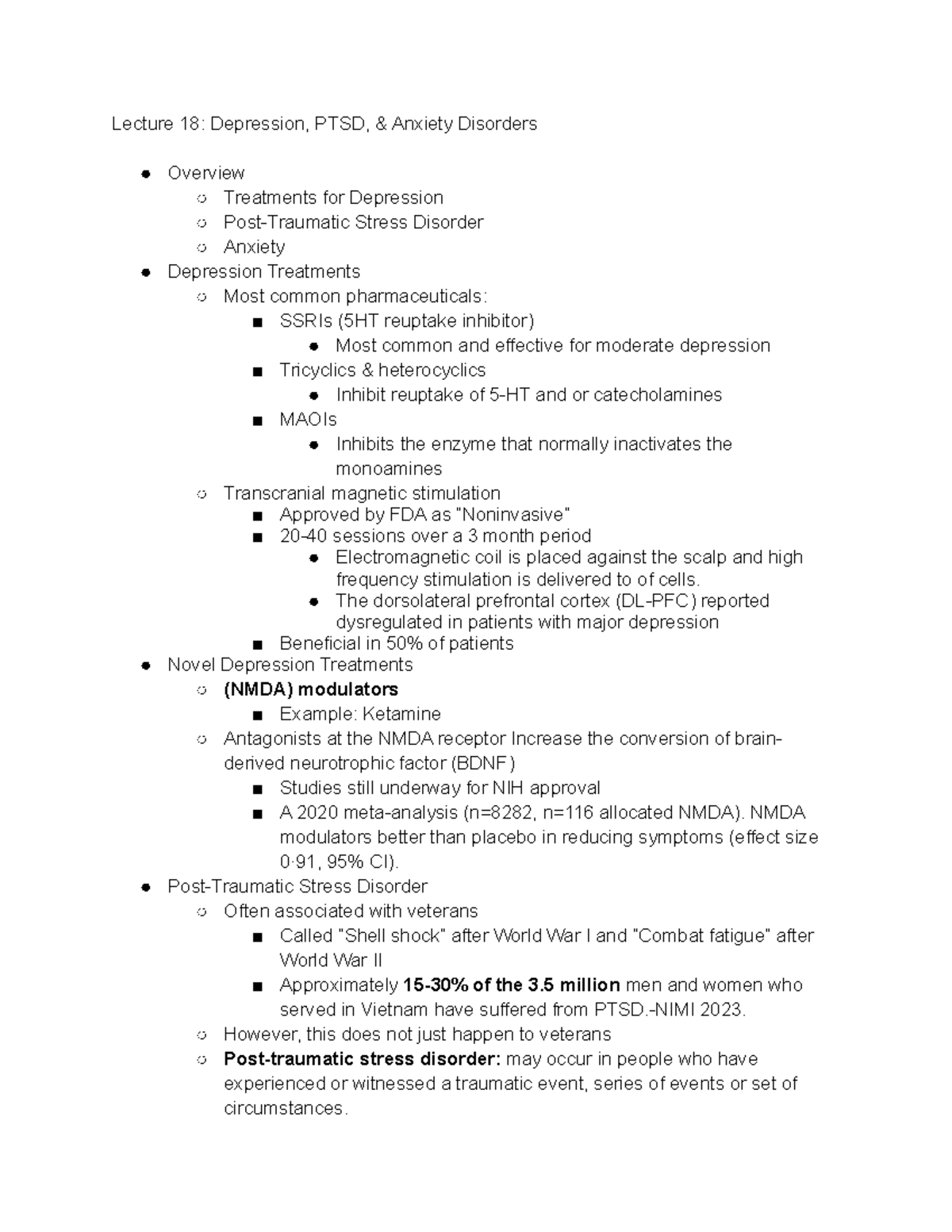 PSY209;Lecture 18 - Brain and Behavior Lecture with Jenna Lee - Lecture 18: Depression, PTSD ...