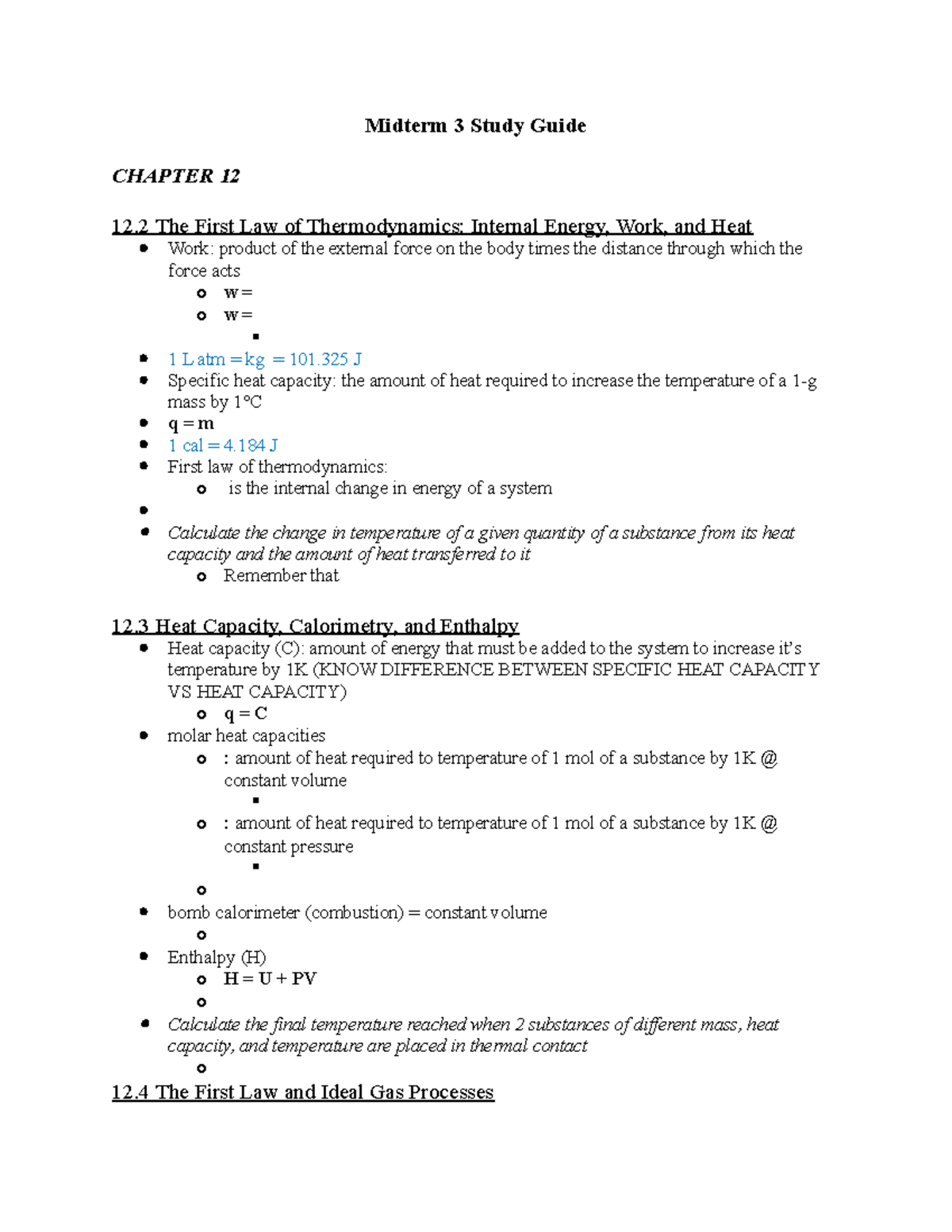 Midterm 3 Study Guide - Professor Sergey Kozmin - Midterm 3 Study Guide CHAPTER 12 12 The First ...