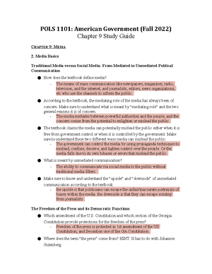 Exam 3, Ch. 5 Study Guide F22 - POLS 1101: American Government (Fall ...