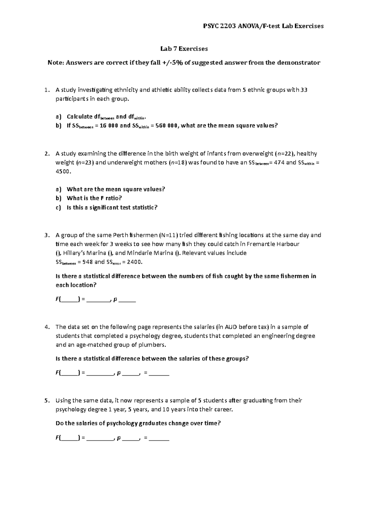(2023) PSYC2203 Lab 7[Week 9] Exercises - PSYC 2203 ANOVA/F-test Lab ...