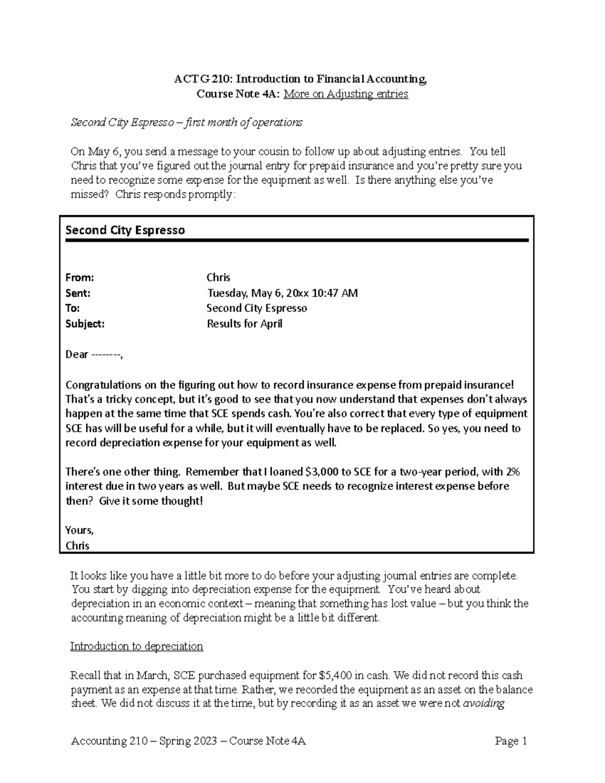 ACTG 210-Course Note 4A - ACTG 210: Introduction to Financial Accounting, Course Note 4A: More ...