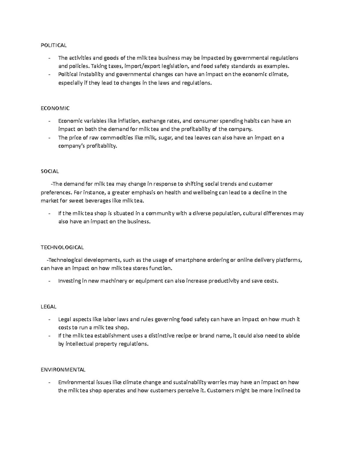 SWOT ANALYSIS FOR GRADE 8 - POLITICAL The activities and goods of the ...